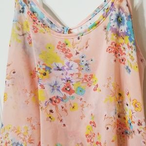 Tops | Pastel Pink Floral Flowy Layered Tank Top | Poshmark